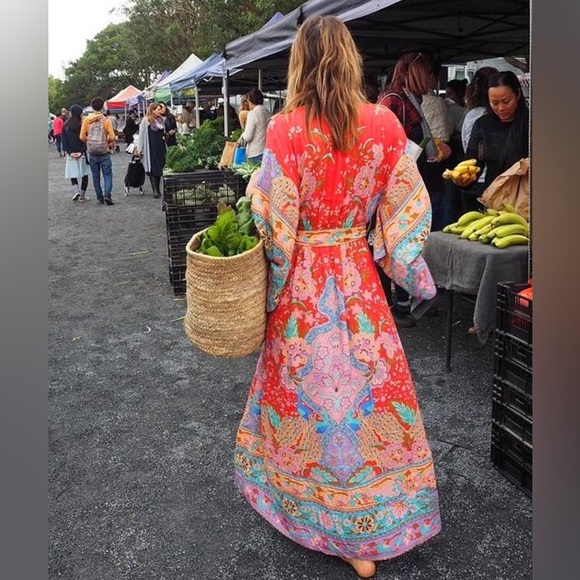 Spell | Dresses | Spell Lotus Kimono Gown Euc | Poshmark